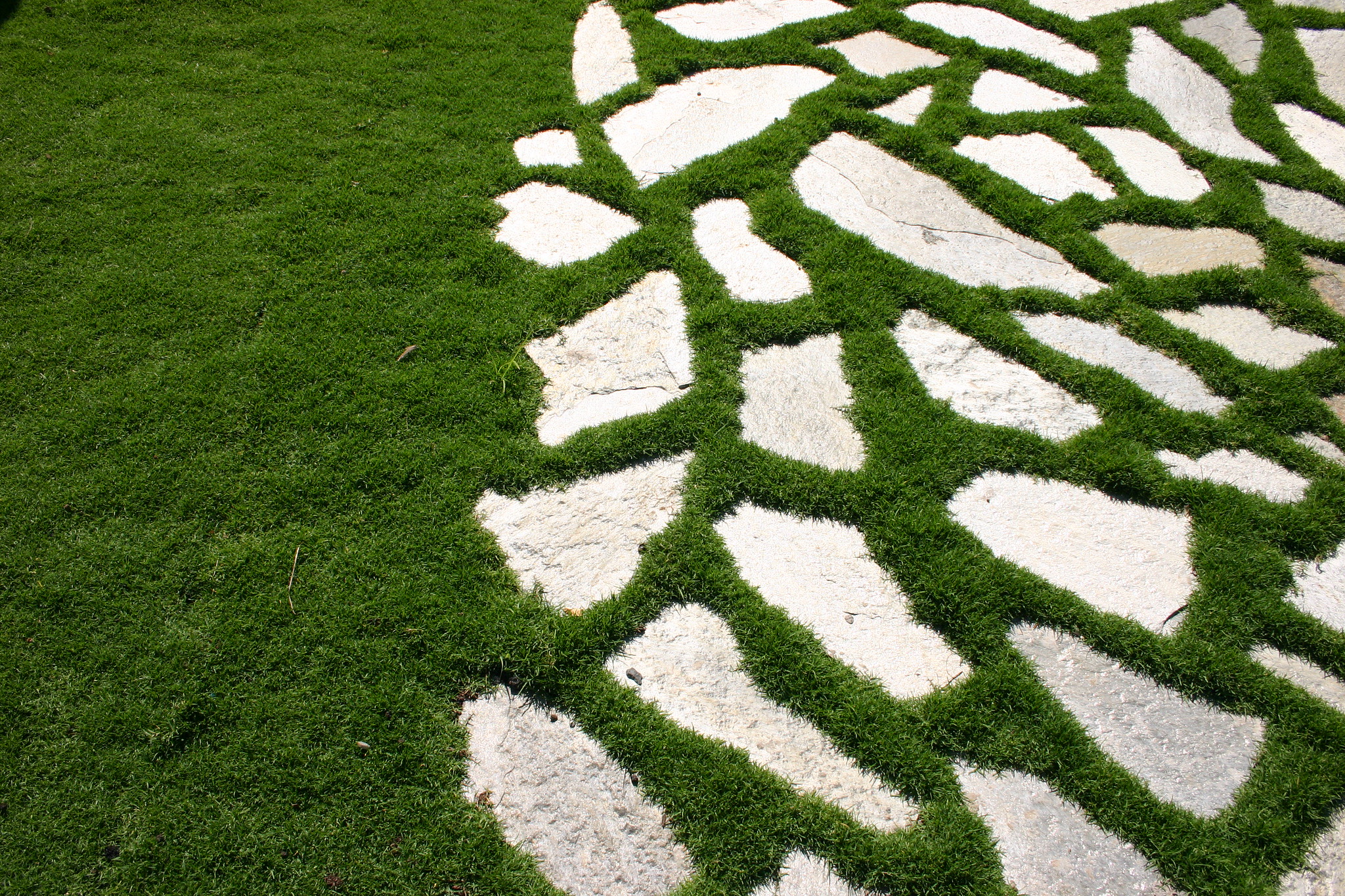 Pavers between artificial grass: a timeless design trend | JS Brick Pavers